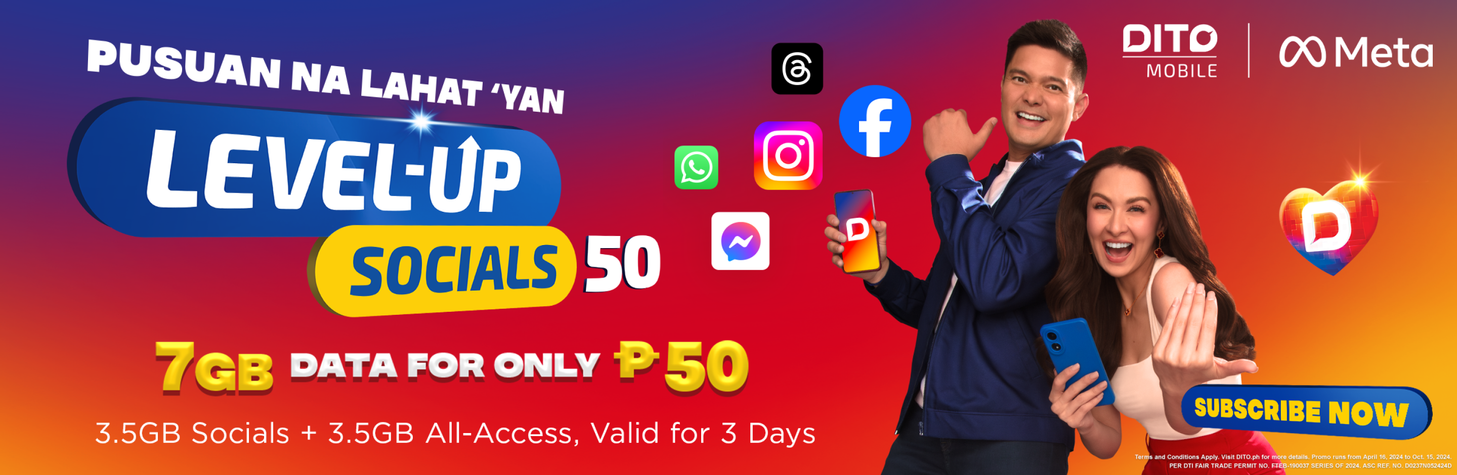 Subscribe to DITO Level Up Socials Promos Now!